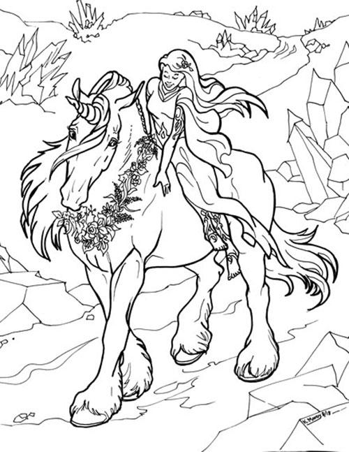 girl on horse coloring page